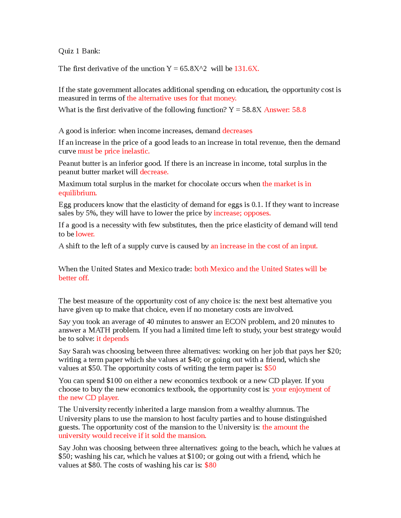 Quiz 1 econ 302 - Docsity