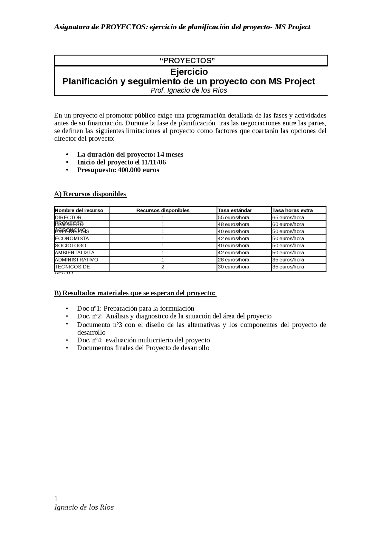 Ms project ejercicio planificación y seguimiento de un proyecto con ms project | Ejercicios de ...