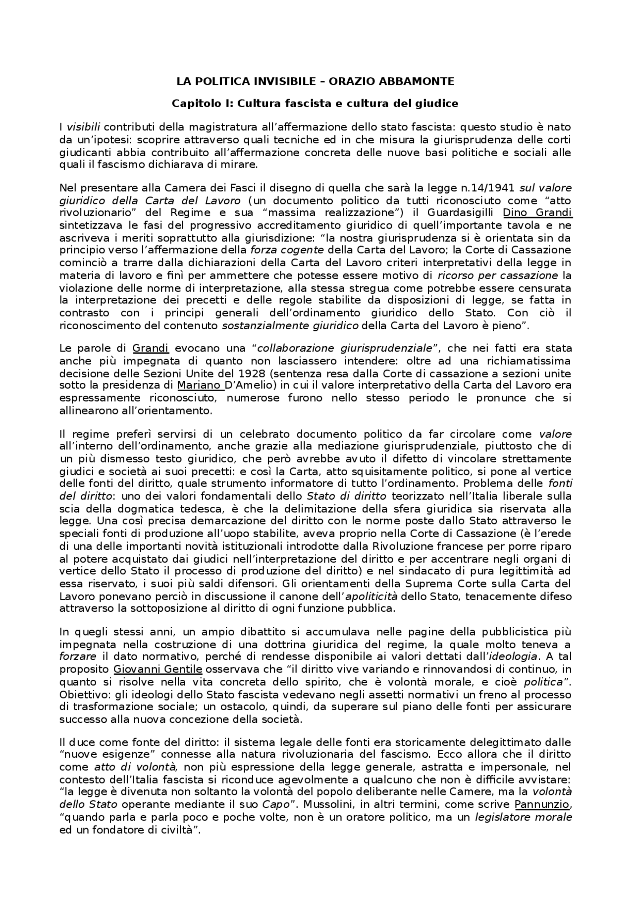 Riassunto La Politica Invisibile Abbamonte Docsity