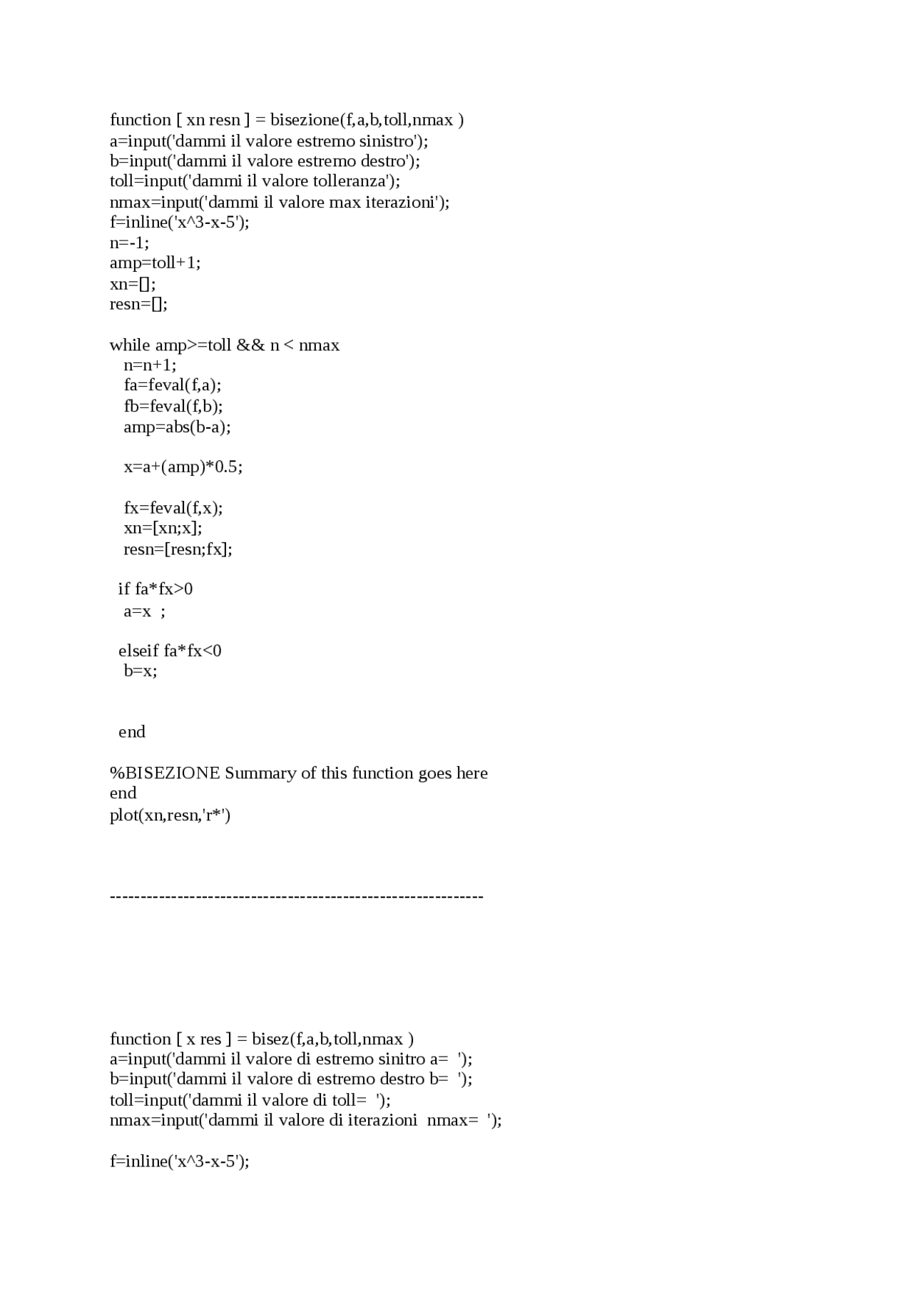 Esercizi Svolti In Matlab Di Calcolo Numerico Docsity