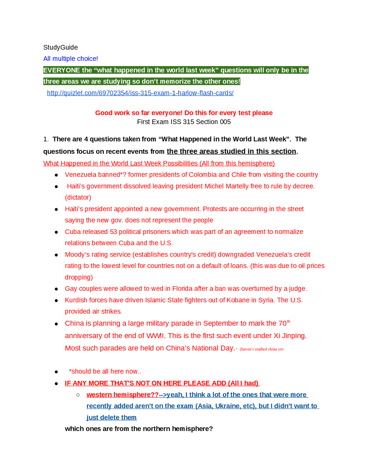 Global Diversity and Interdependence I - Study Guide | ISS 315 - Docsity