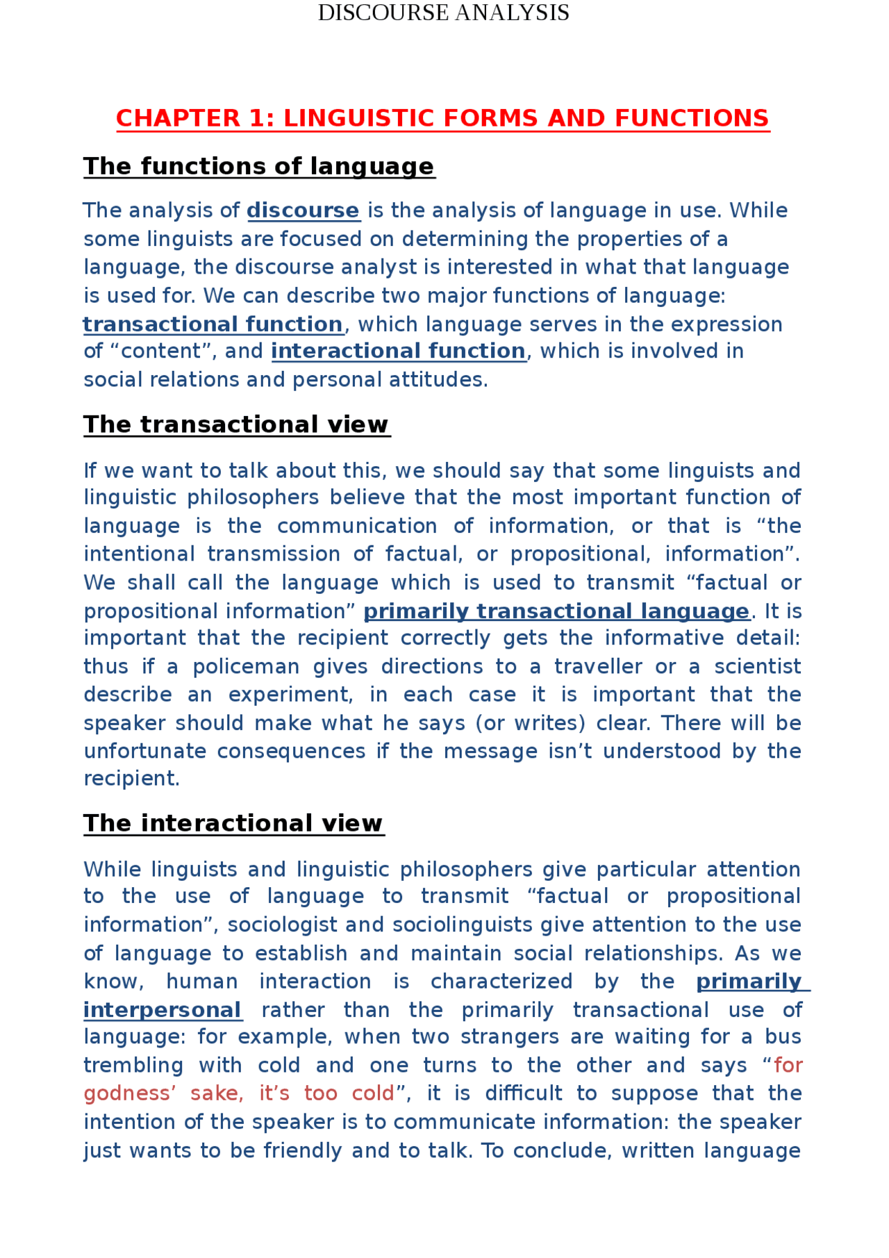 Discourse Analysis 1 - Docsity