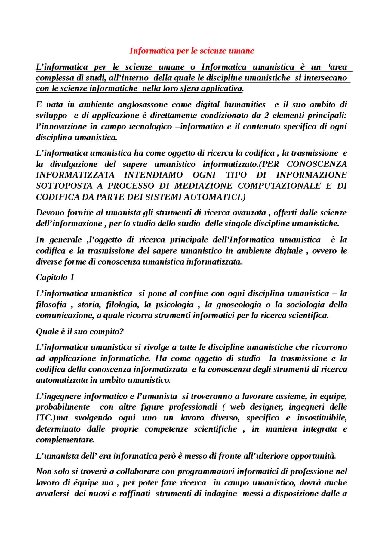 Informatica Per Le Scienze Umane Docsity