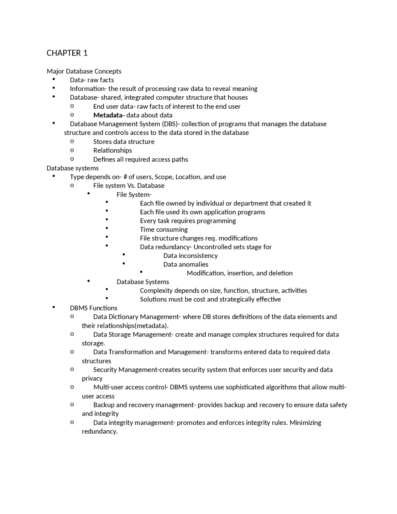 Test 1 Study Guide - Data Processing Management | ISDS 3110 - Docsity