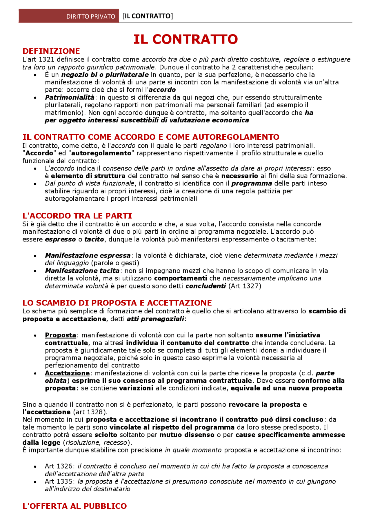 Il contratto - Docsity