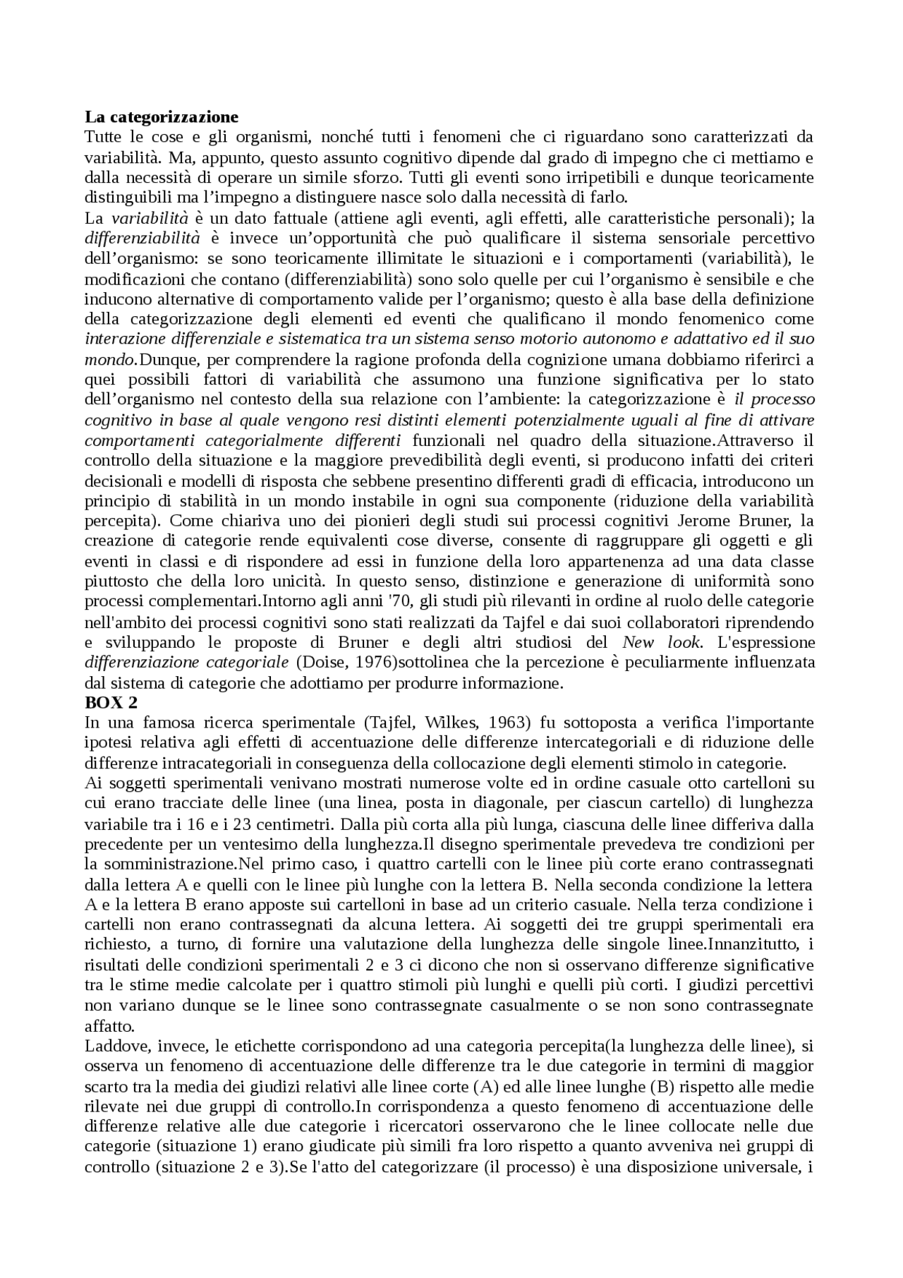 La Categorizzazione Docsity