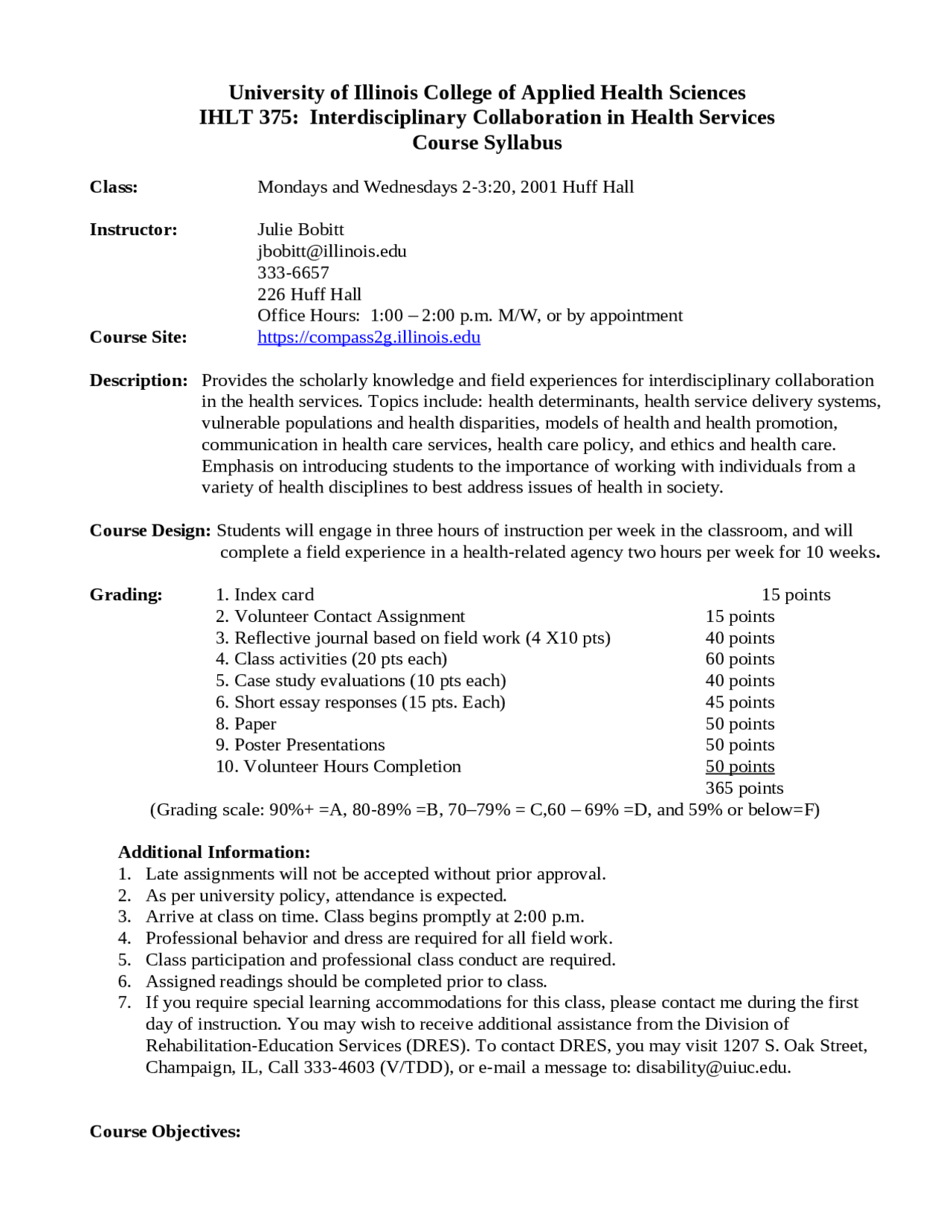 Interdisciplinary Collaboration in Health Services Course Syllabus ...