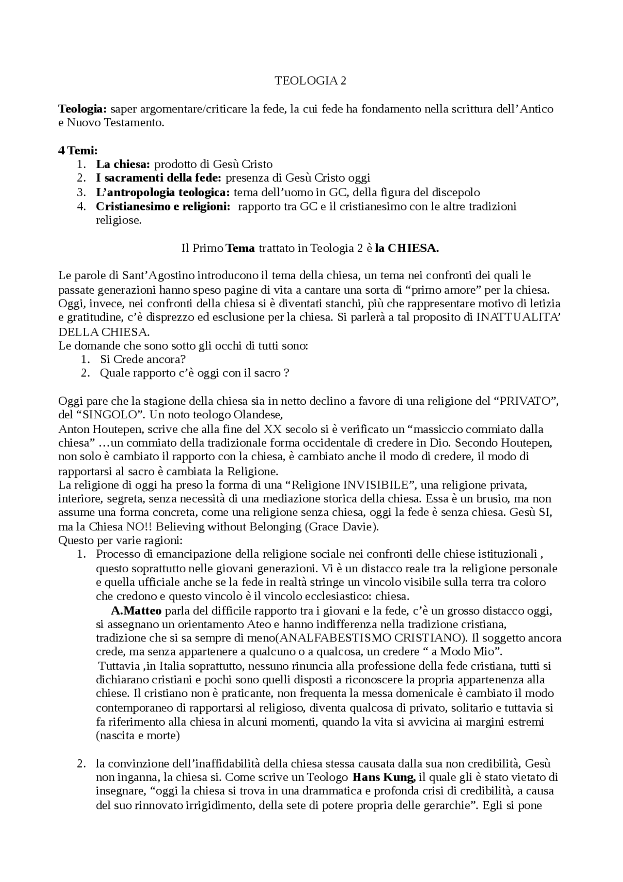 Appunti Teologia 2 Unicatt Appunti Di Teologia Ii Docsity