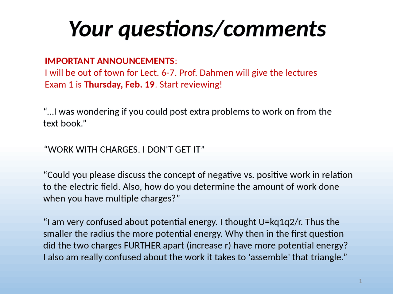 Electric Potential Energy And Work Lecture Slides Phys 102 Docsity