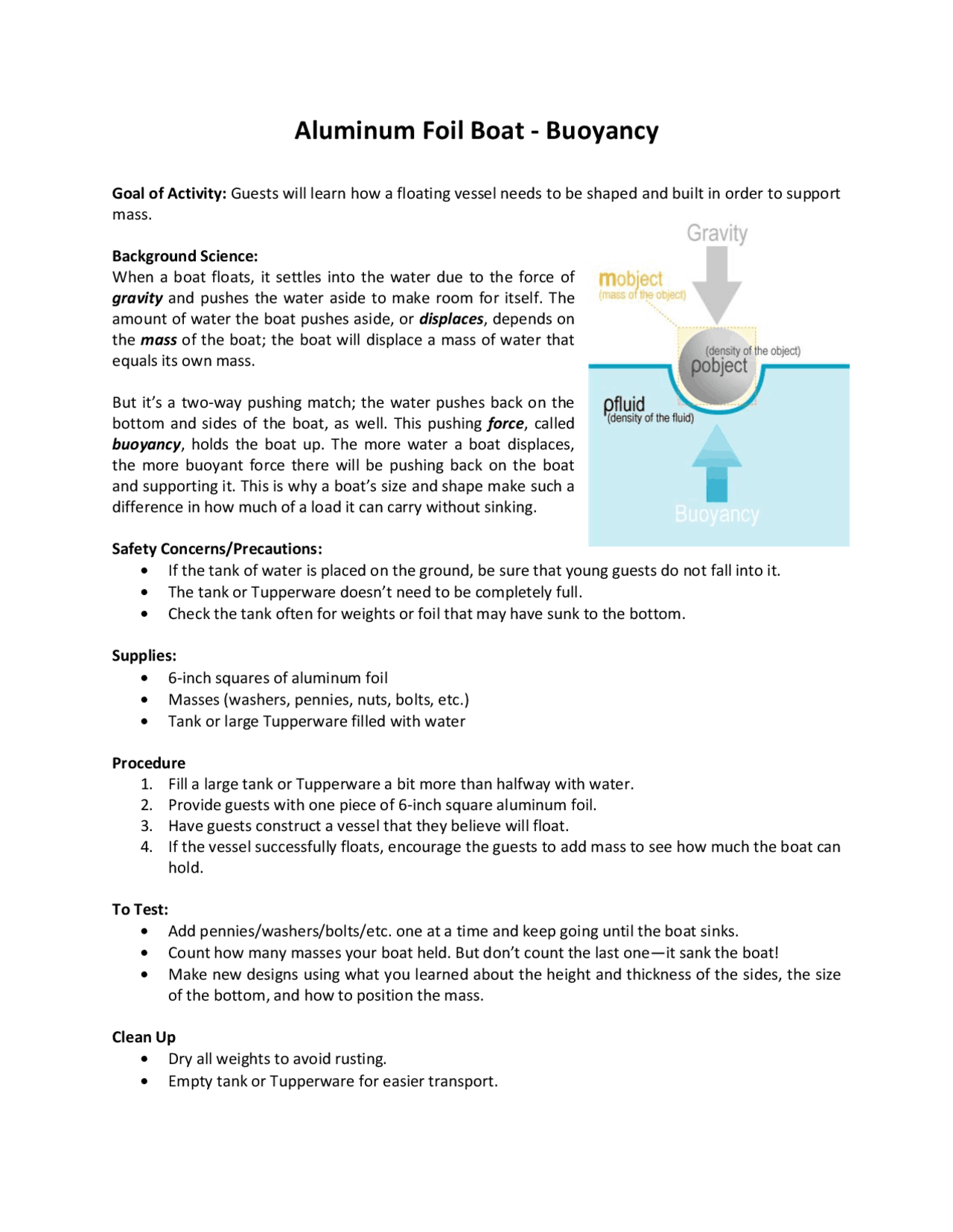 Aluminum Foil Boat - Buoyancy - Notes | CIVC 101 - Docsity