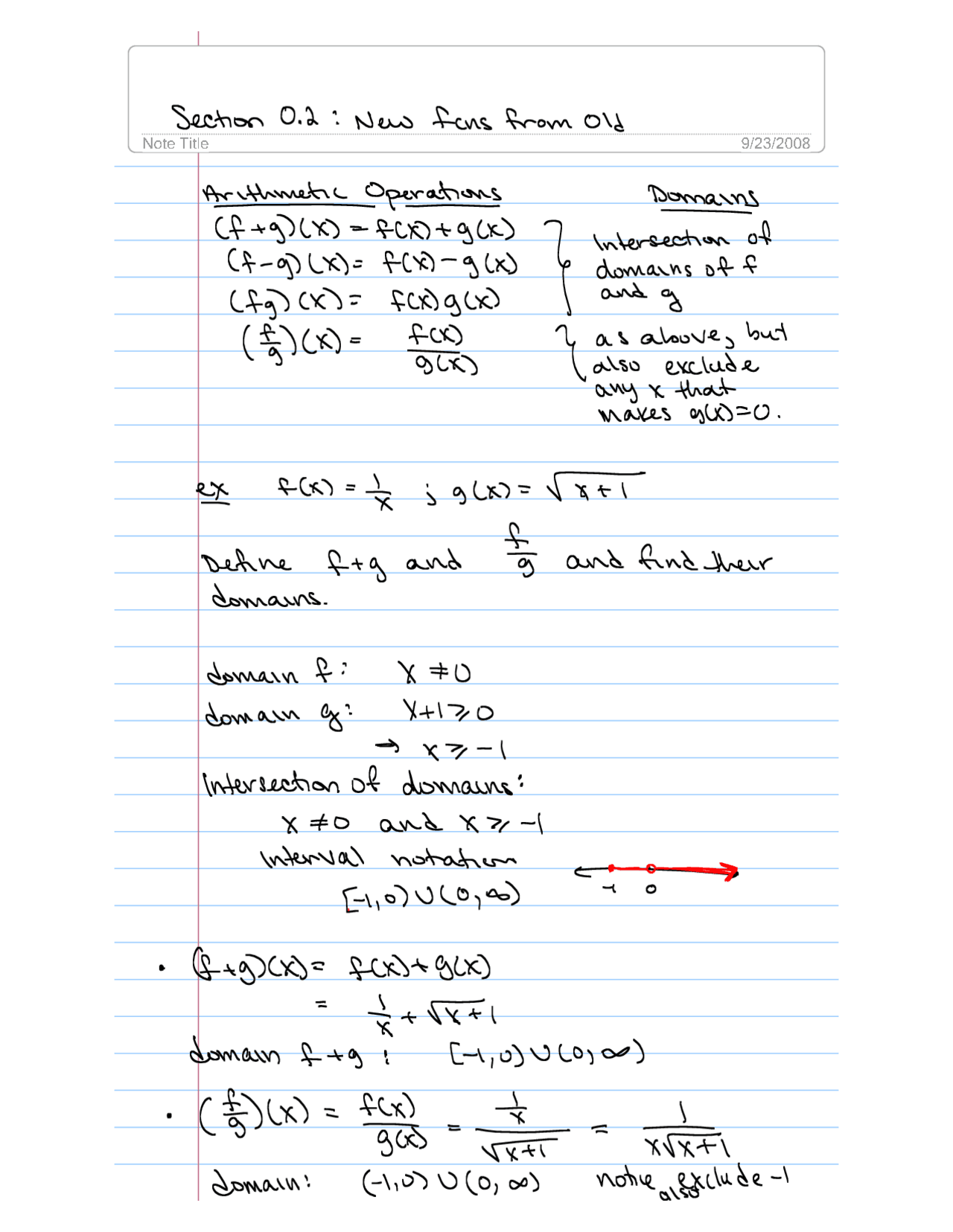 Handwritten Notes On Algebraically Combining And Compositions Of