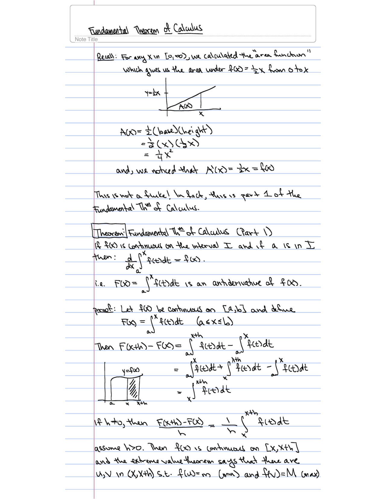 Notes On Fundamental Theorem Of Calculus Math 122 Docsity