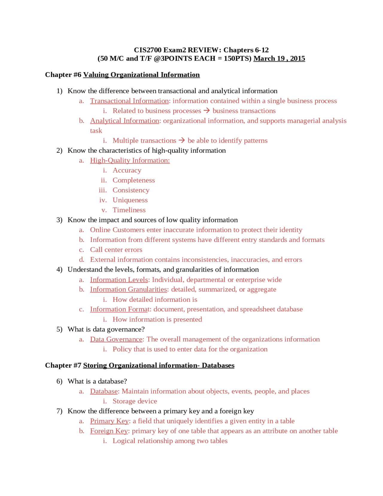 Exam 2 Ch 6 12 Business Programming A Cis 2600 Docsity
