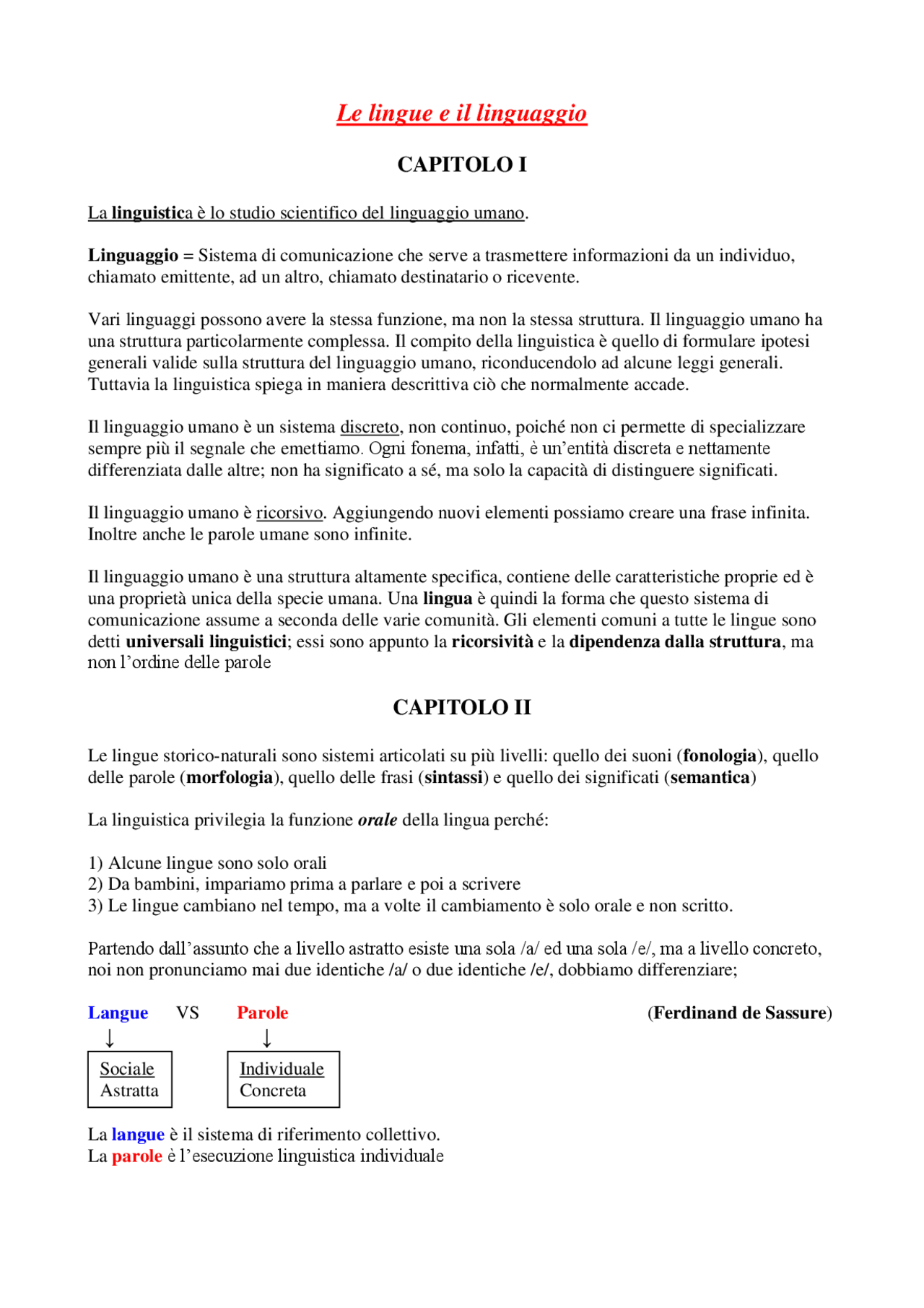 Riassunto Lingue E Linguaggi Graffi E Scalise Docsity