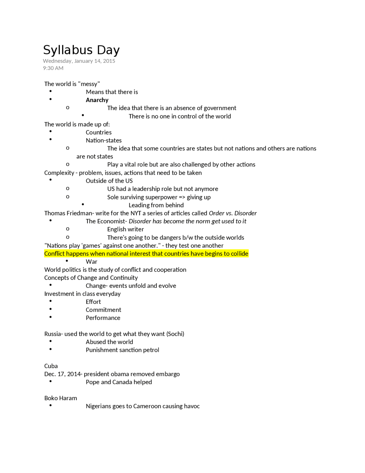 An Introduction To The International Politics Syllabus Poli 2057