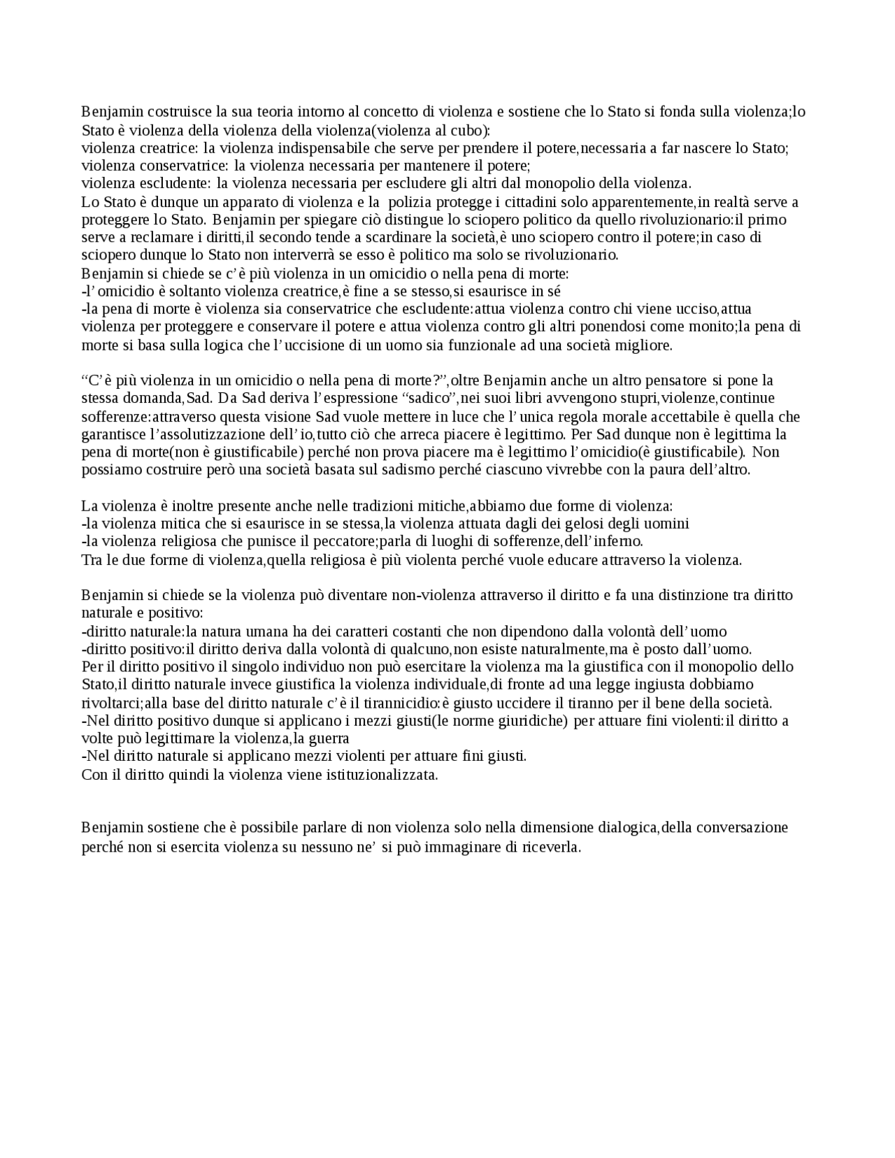 Riassunto Benjamin Docsity