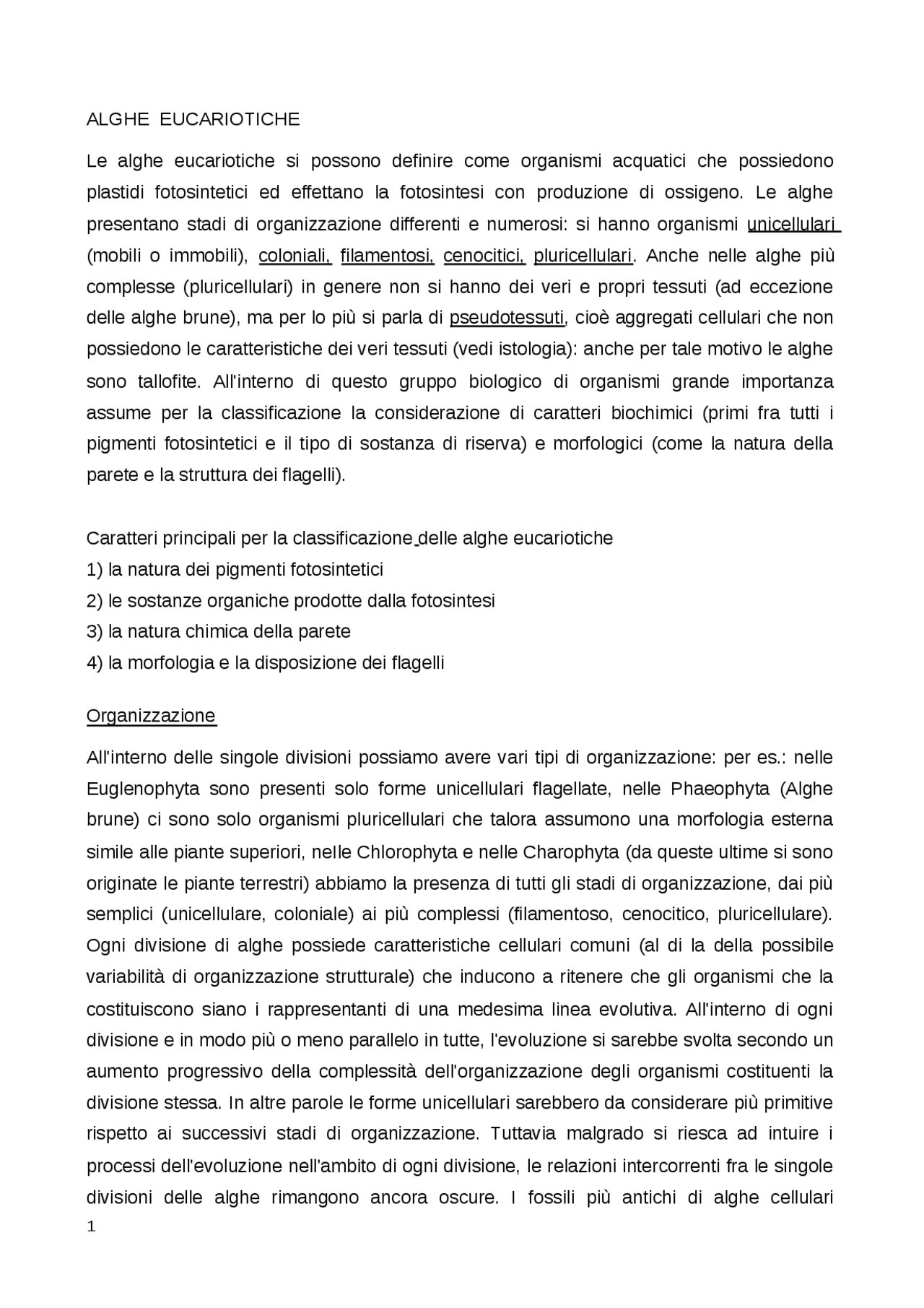 Appunti Di Botanica Alghe Appunti Di Botanica Generale Docsity