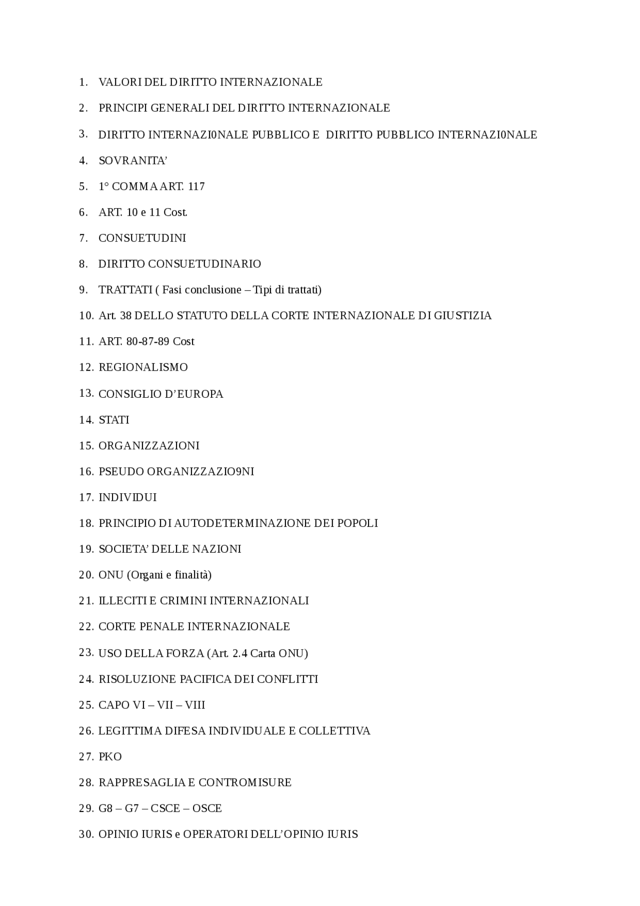 Domande del diritto internazionale | Prove d'esame di Diritto Internazionale - Docsity