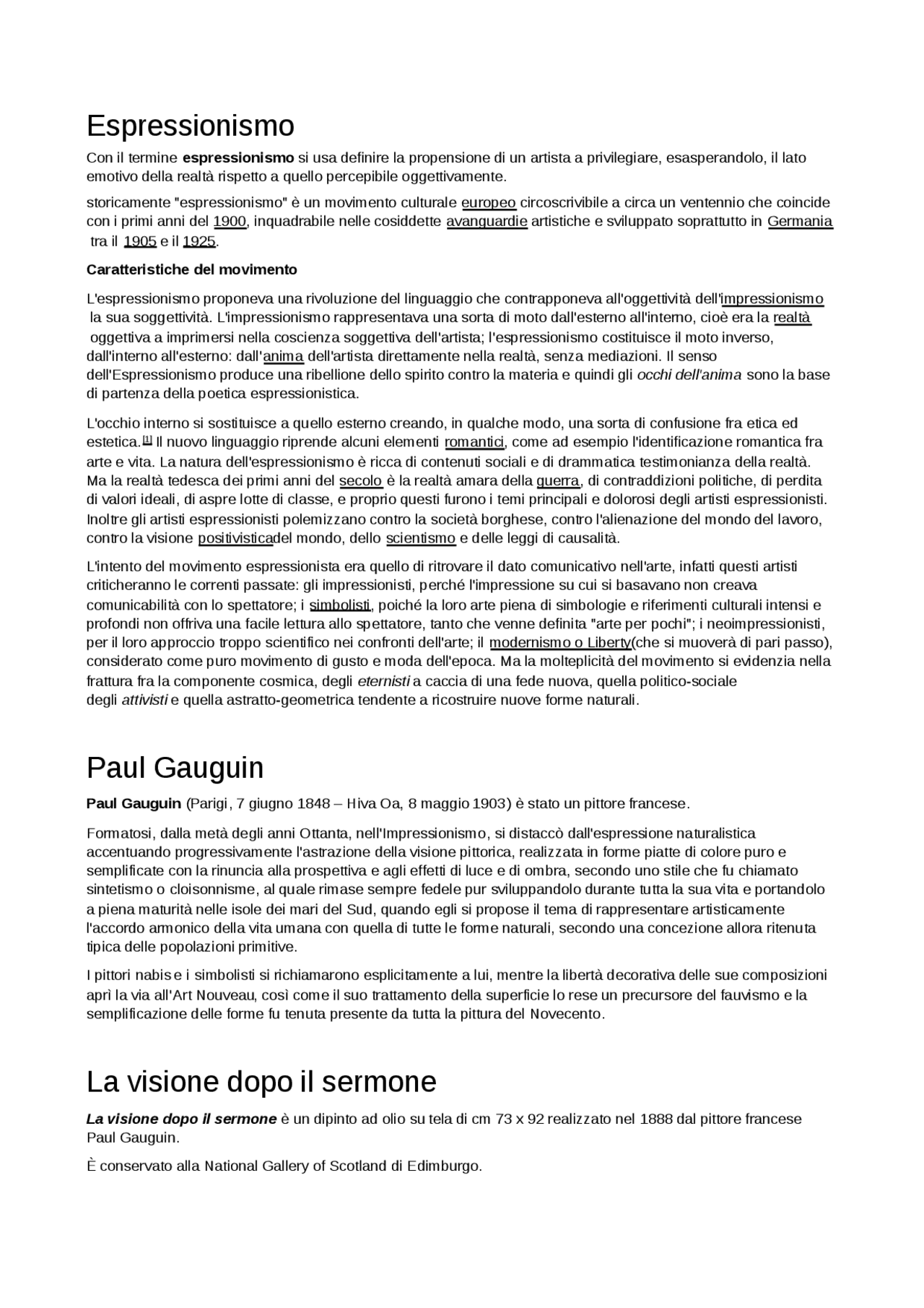 Espressionismo - Docsity