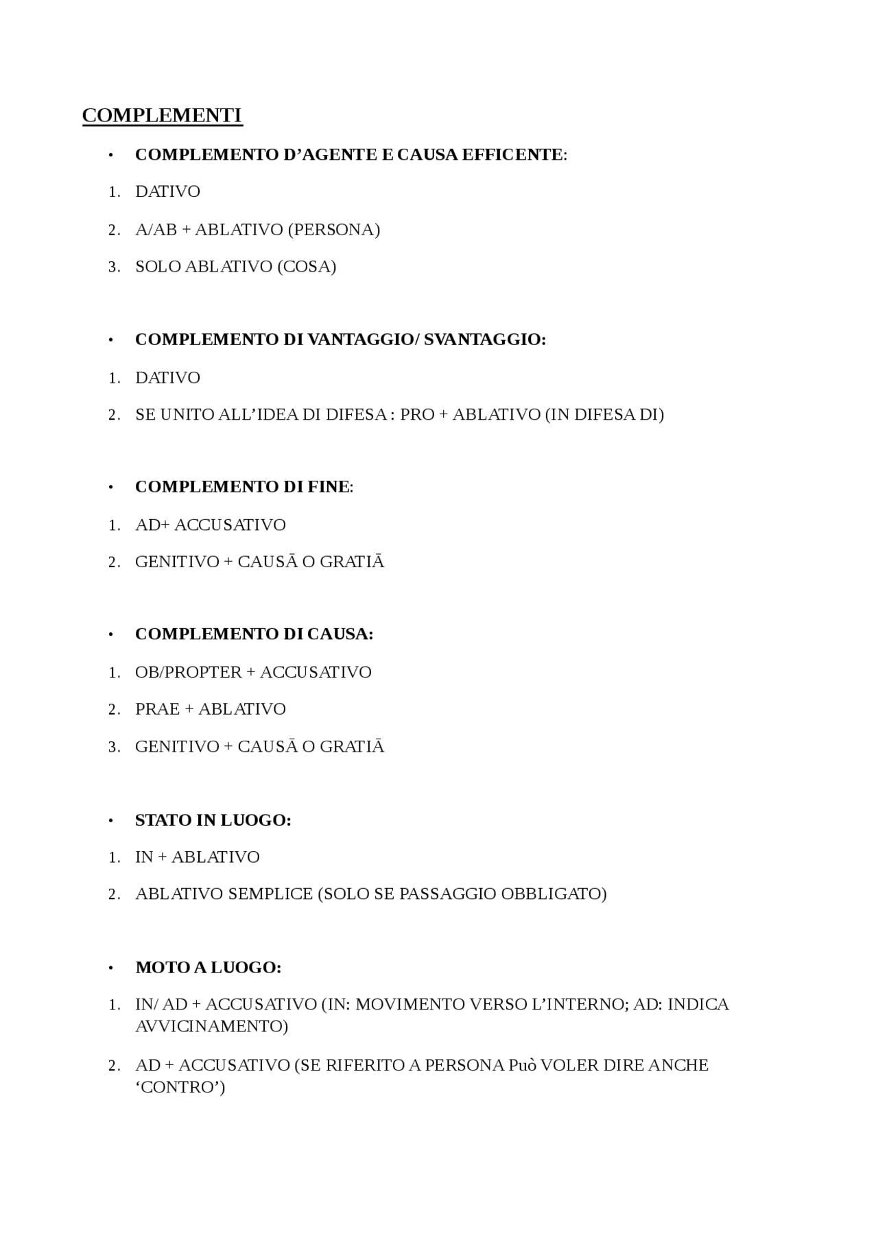 Complementi Latino Docsity