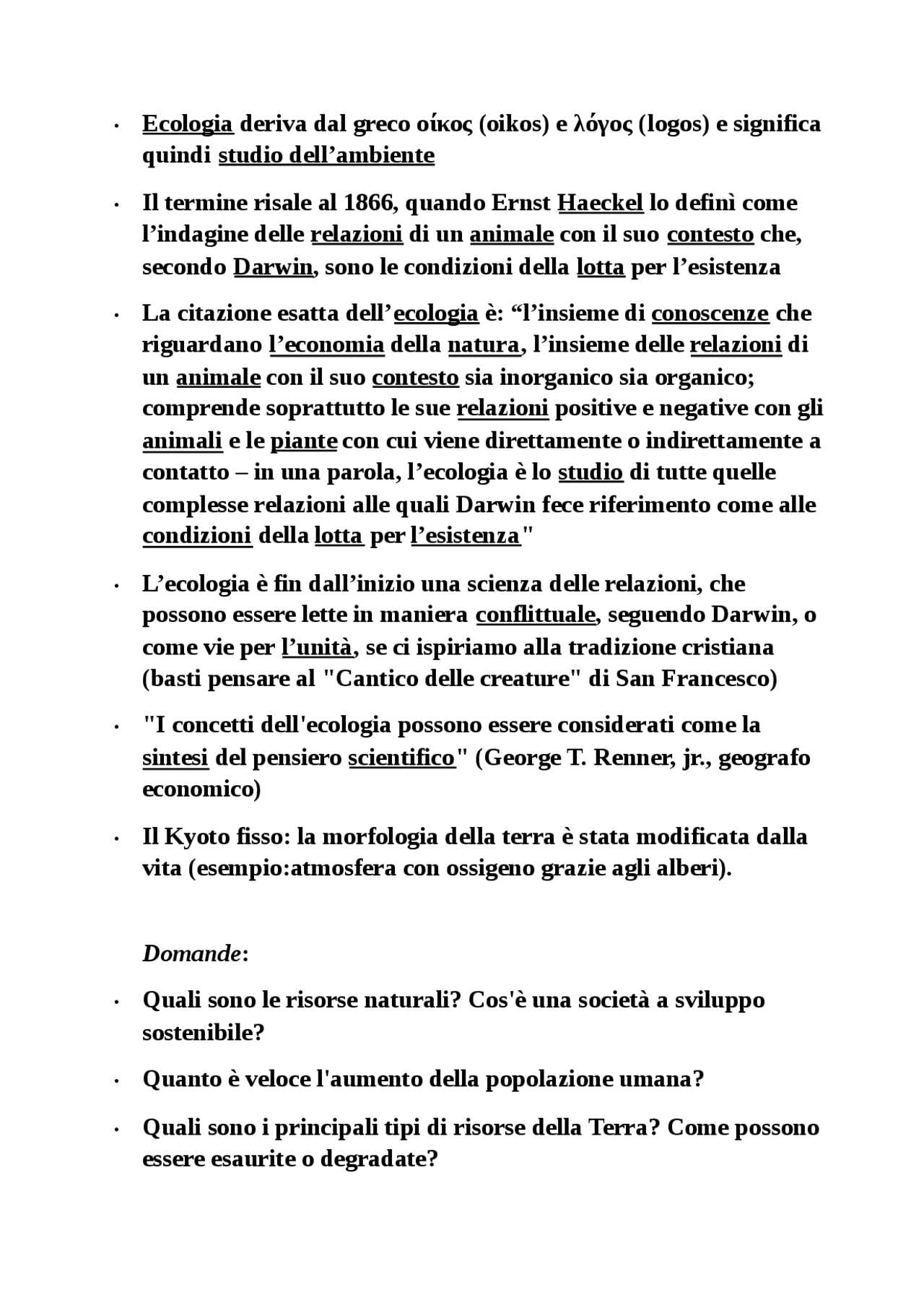 Ecologia Appunti Docsity
