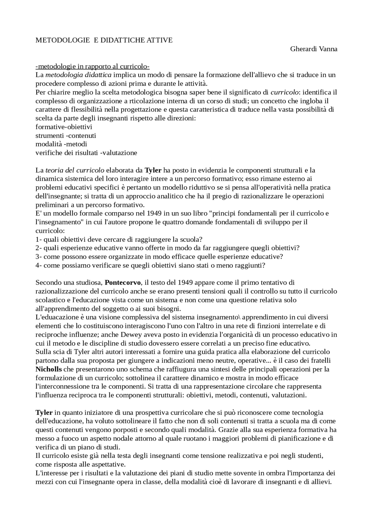 Metodologie Didattiche Gherardi Docsity