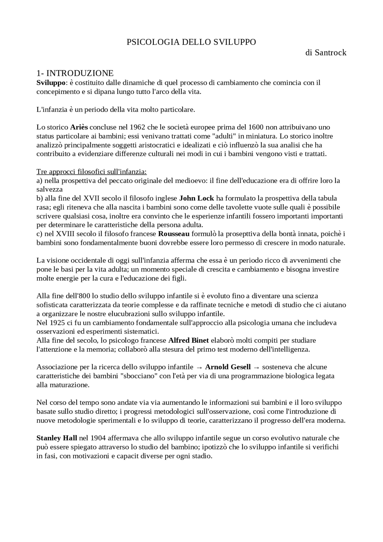 Riassunto Manuale Di Santrock Docsity