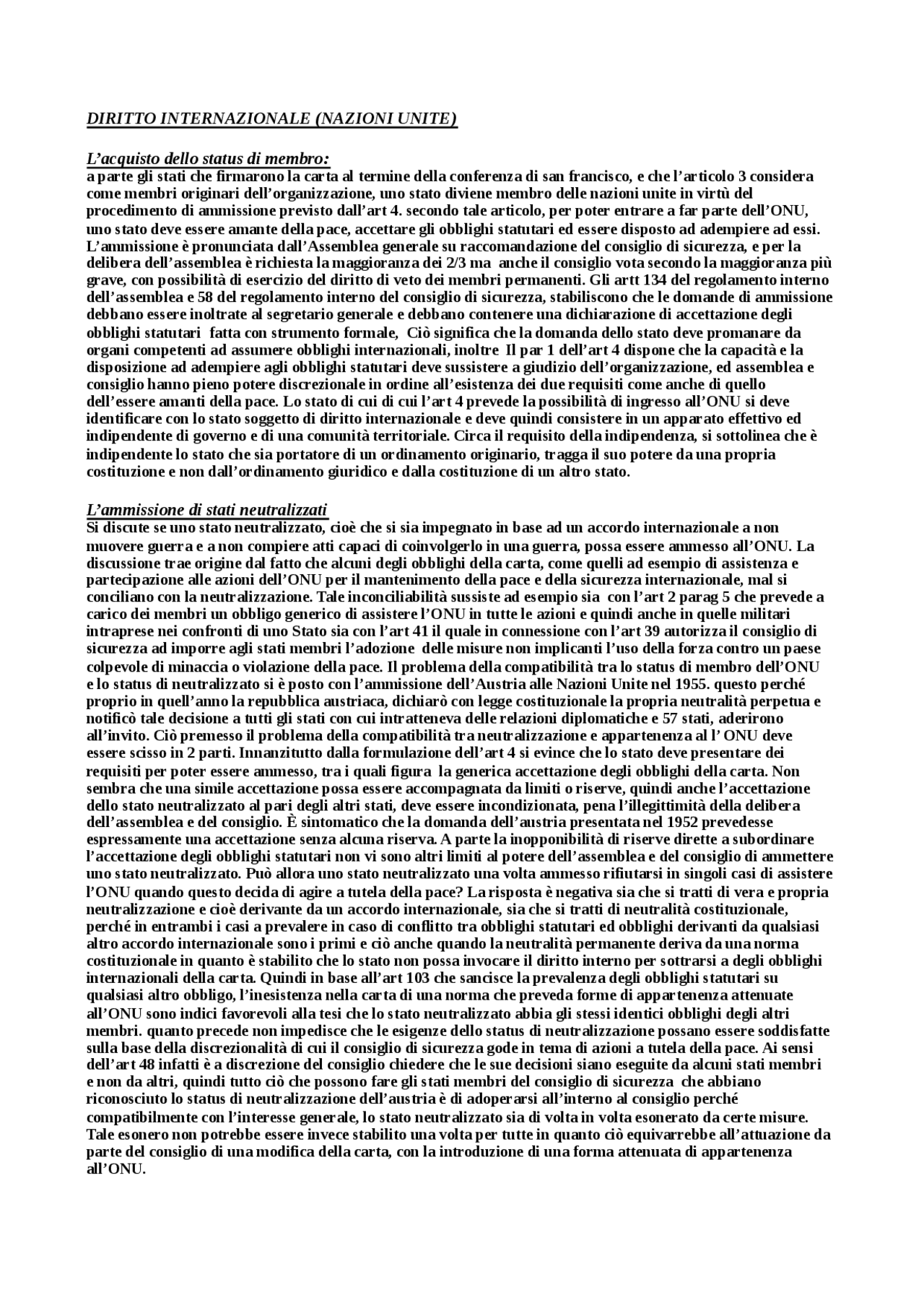Riassunto Le Nazioni Unite Conforti Focarelli Docsity