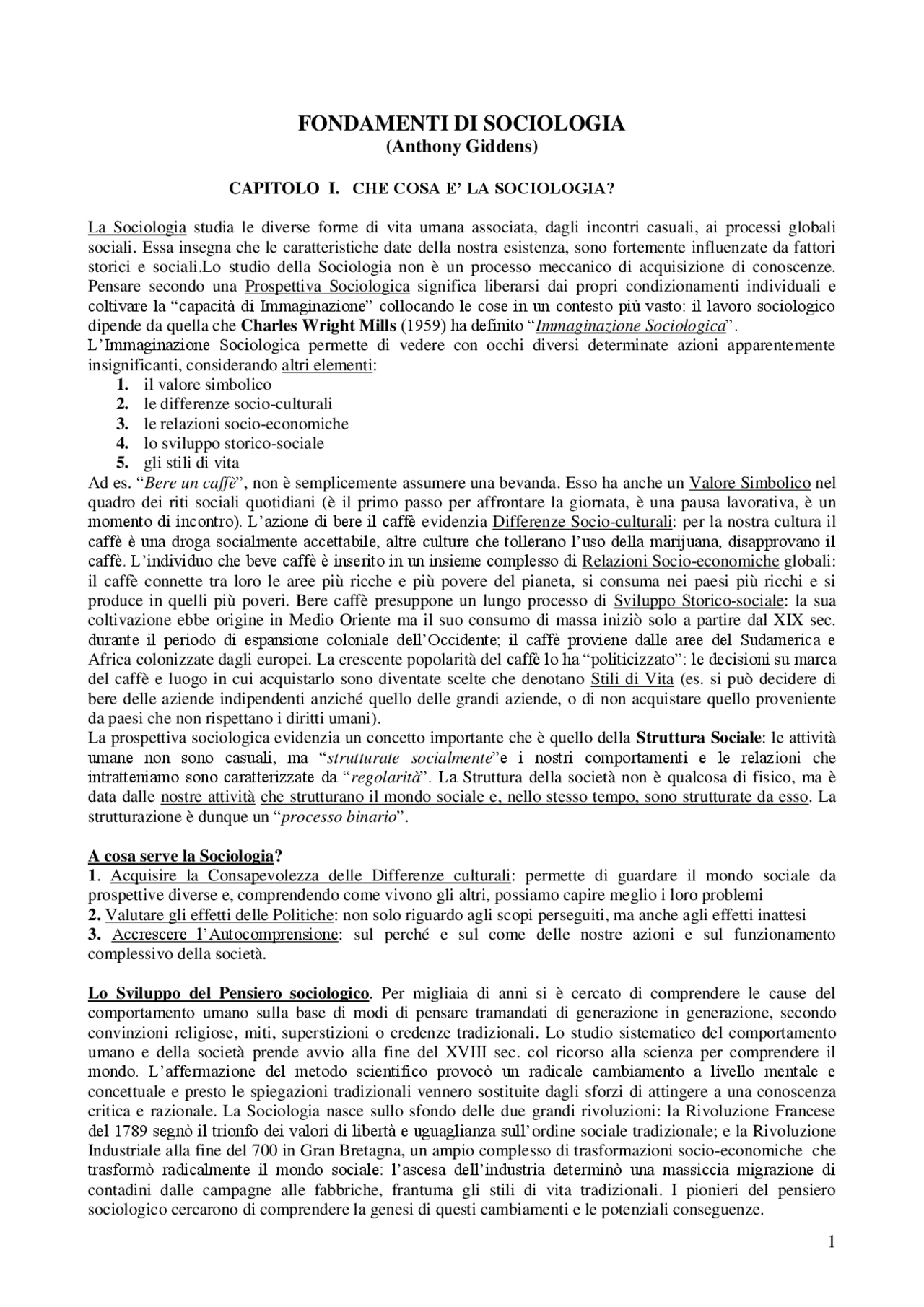 Riassunto Fondamenti Di Sociologia Giddens Sutton Docsity