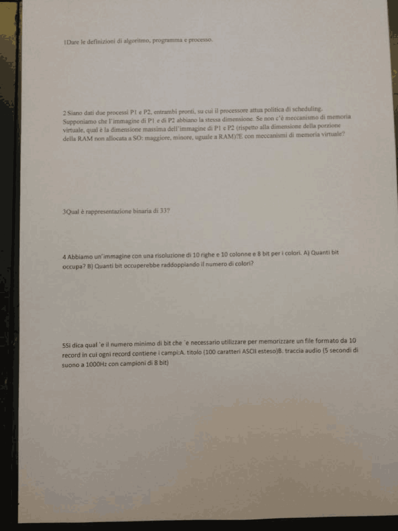 Simulazione esame di informatica - Docsity