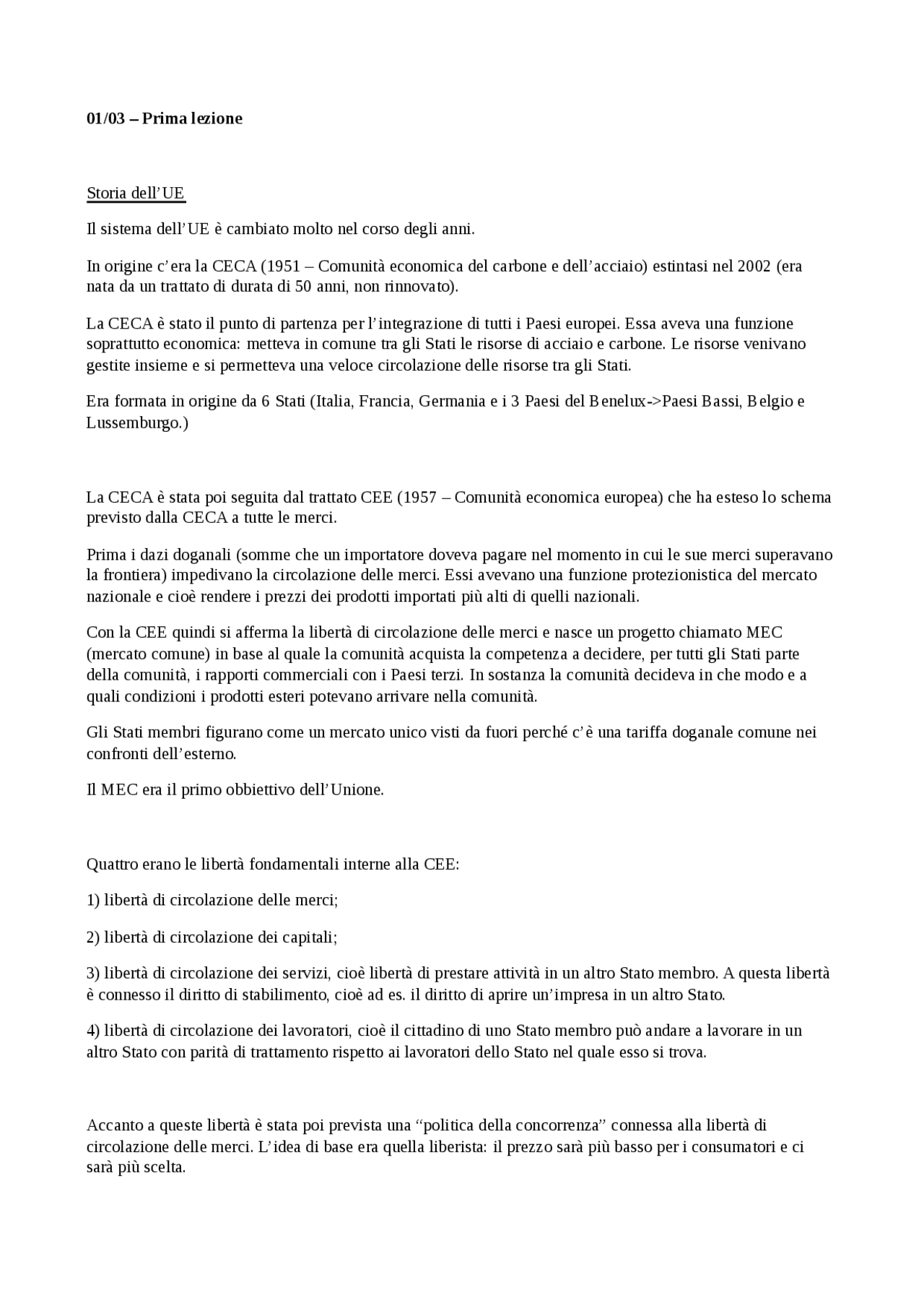 Schema Diritto Ue Docsity