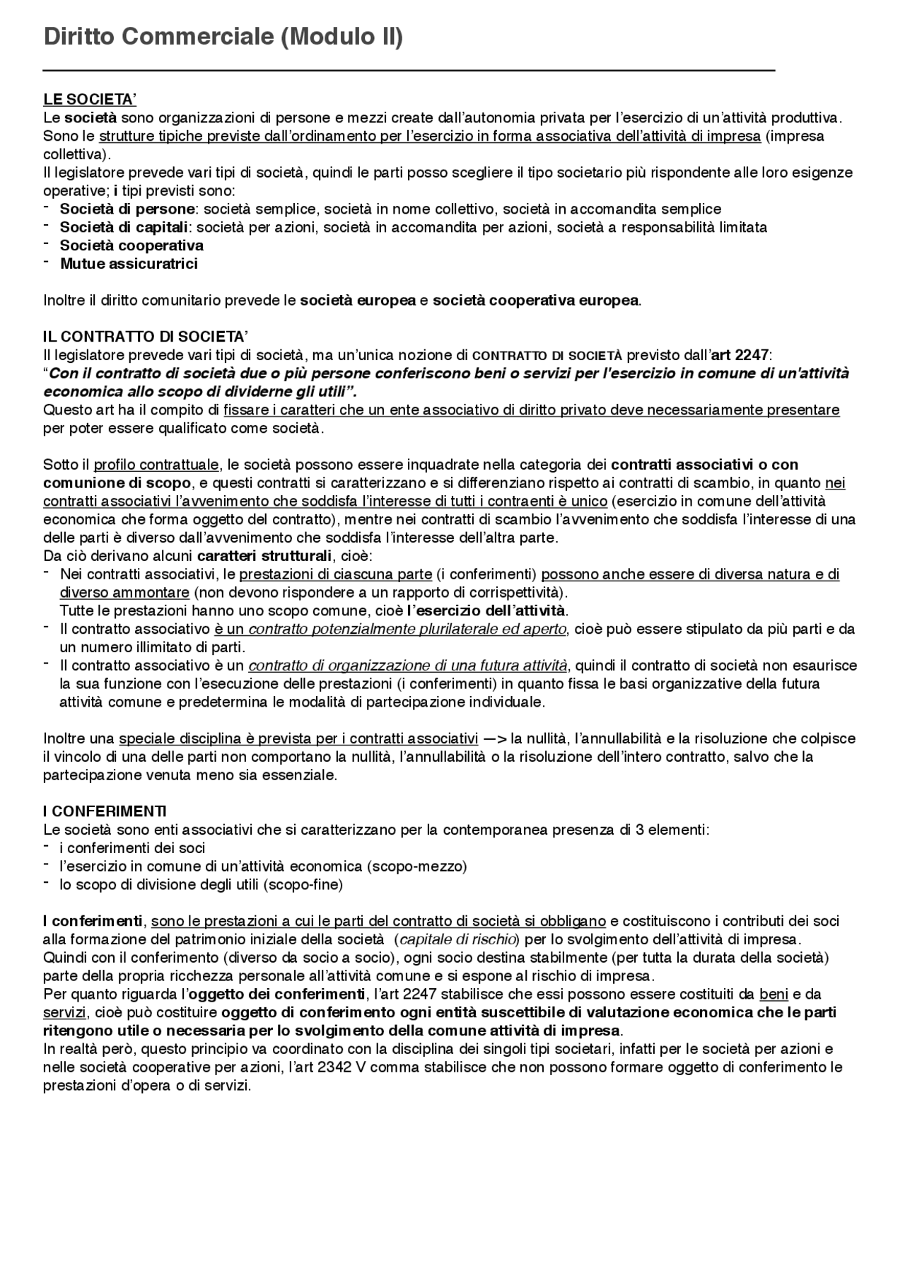 Riassunto Diritto Commerciale Campobasso Modulo Ii Docsity