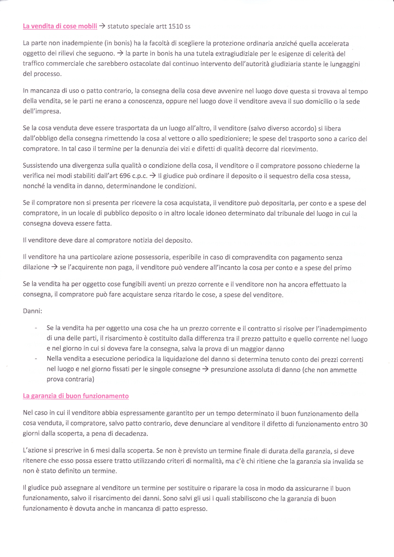 Riassunto La Compravendita Calvo Ciatti Parte 2 Docsity