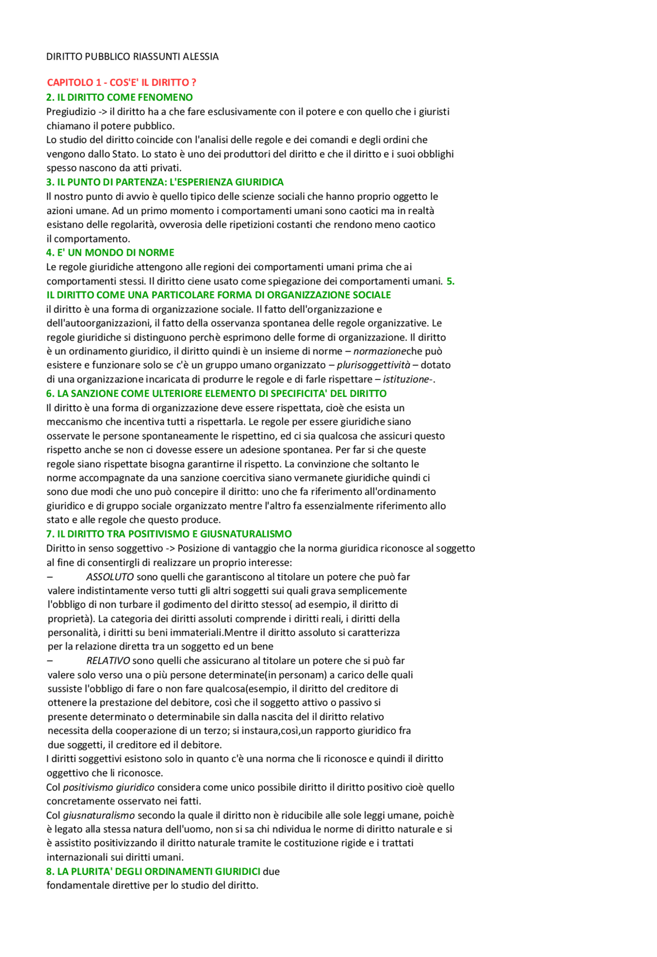 Riassunto Introduzione Al Diritto Pubblico E Le Sue Fonti Docsity
