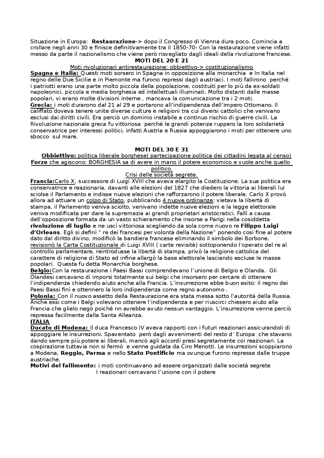 Appunti Di Storia Moti 20 2130 31 Docsity