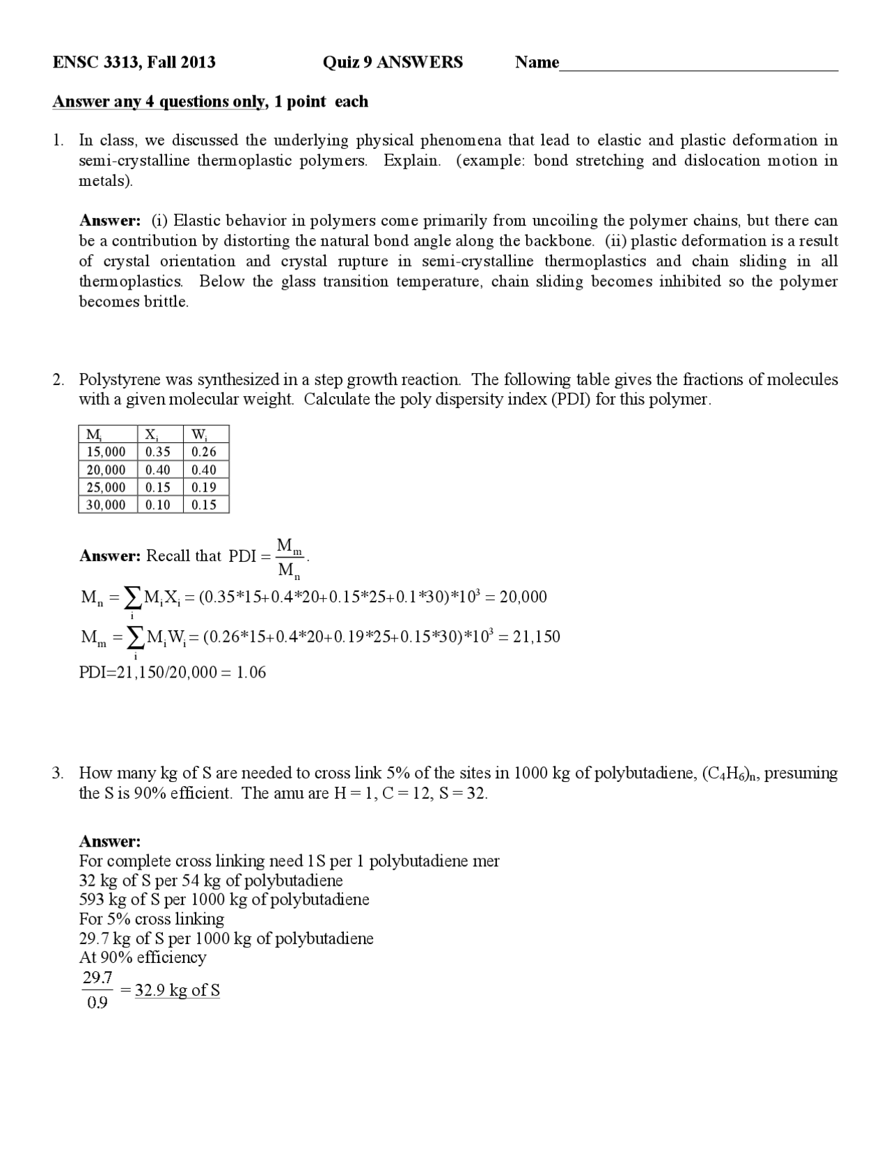 Quiz 9 Solved Materials Science Fall 2013 Ensc 3313 Docsity