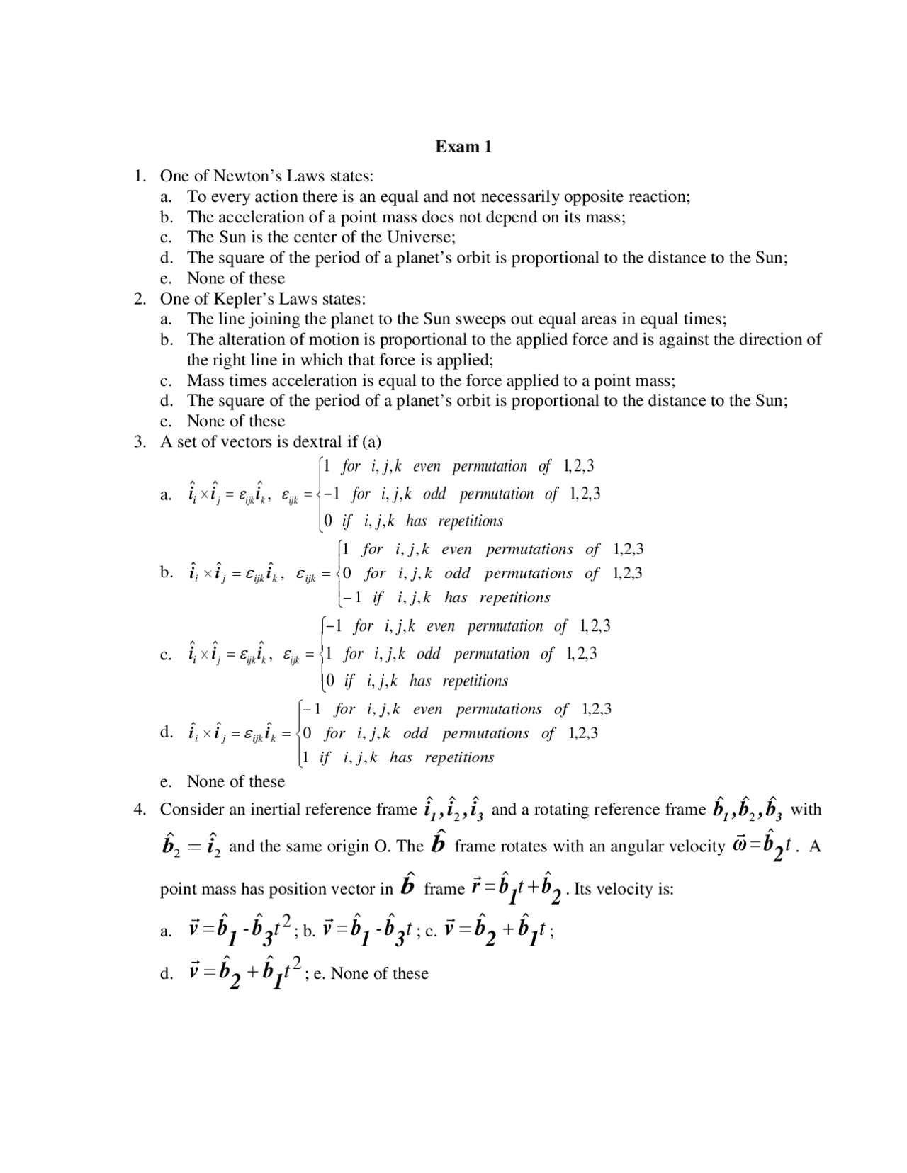 Solved Exam 1 Spacecraft Dynamics And Control Aoe 4140 Docsity