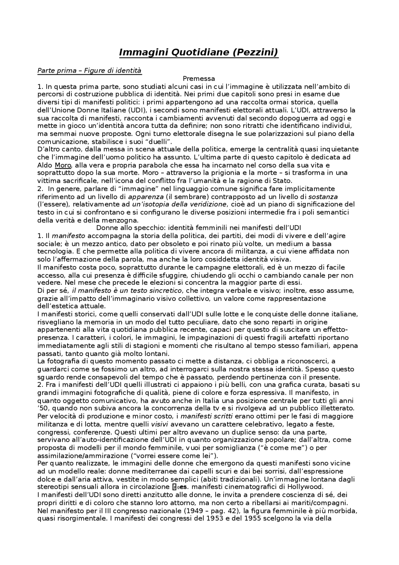 Riassunto Immagini Quotidiane Pezzini Docsity