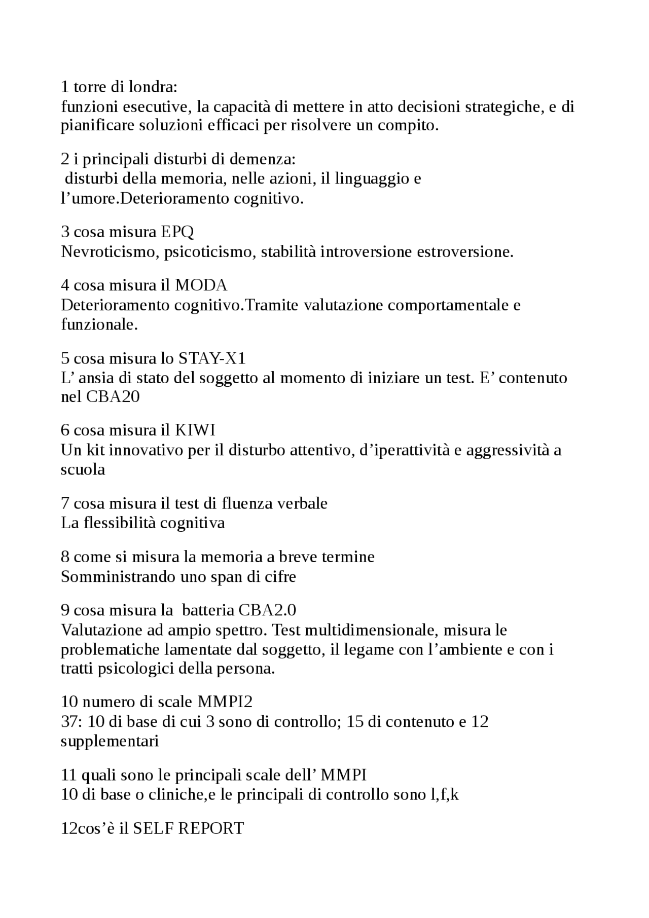 Esame Teoria E Tecniche Dei Test Docsity