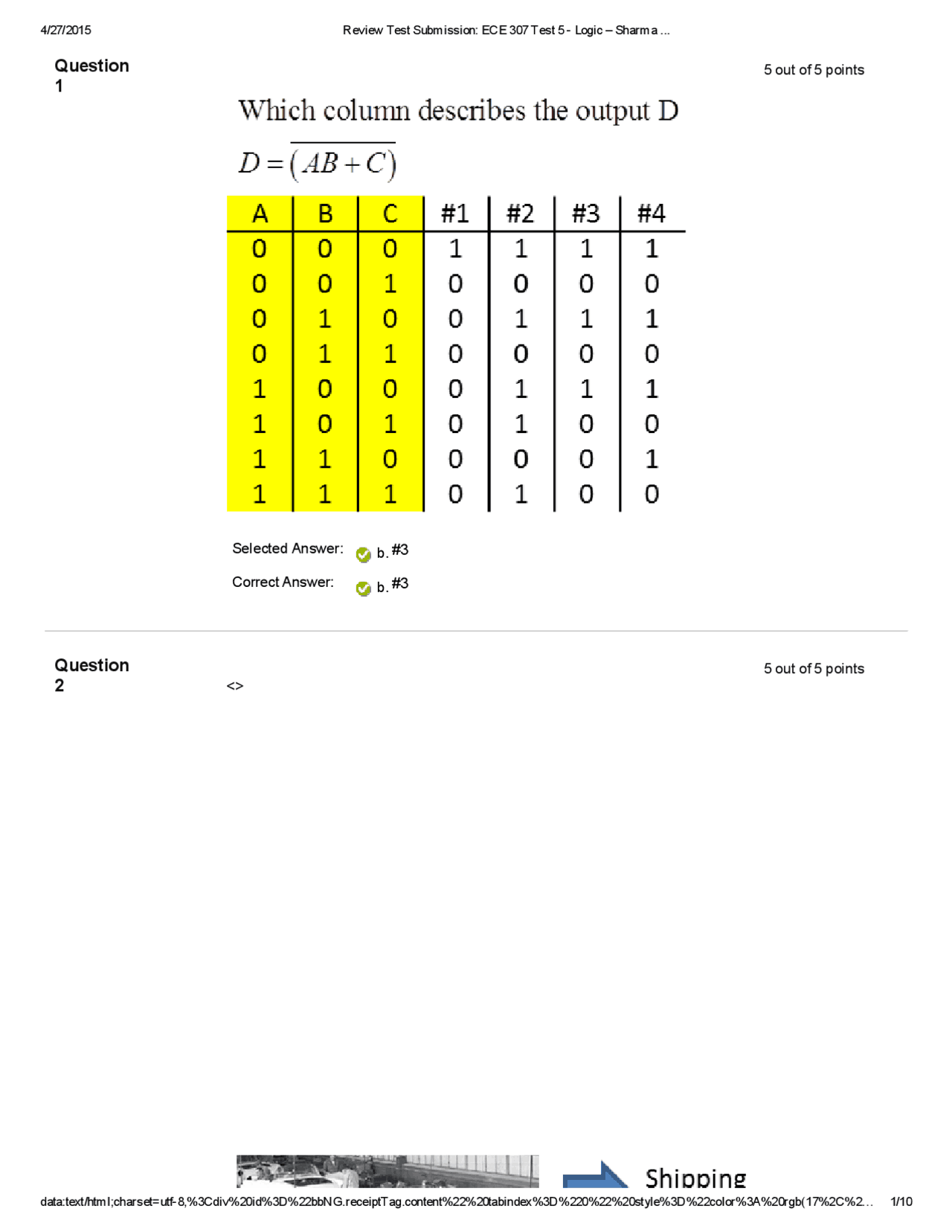 Exam 5 With Answer Key Basic Electrical Engineering E C E 307 Docsity