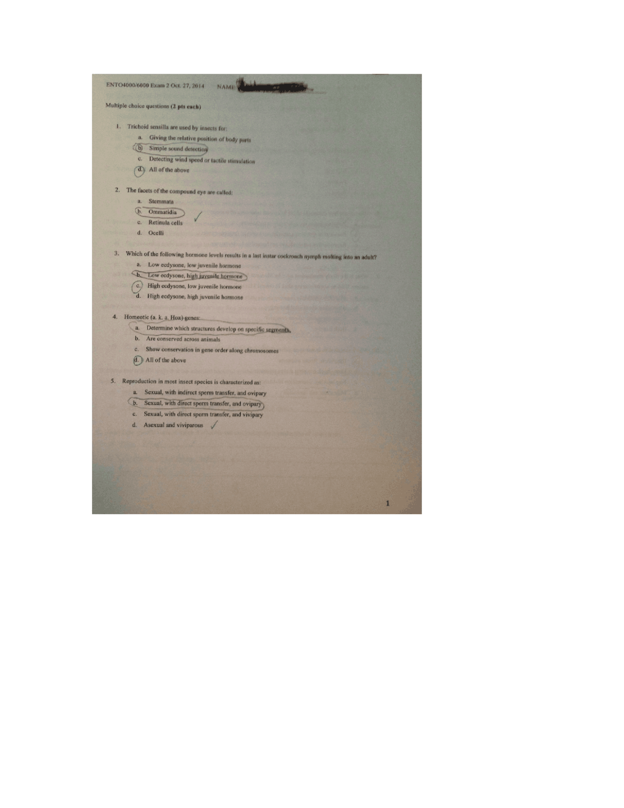 20 Questions with Solutions | General Entomology | ENTO 4000 | Exams ...