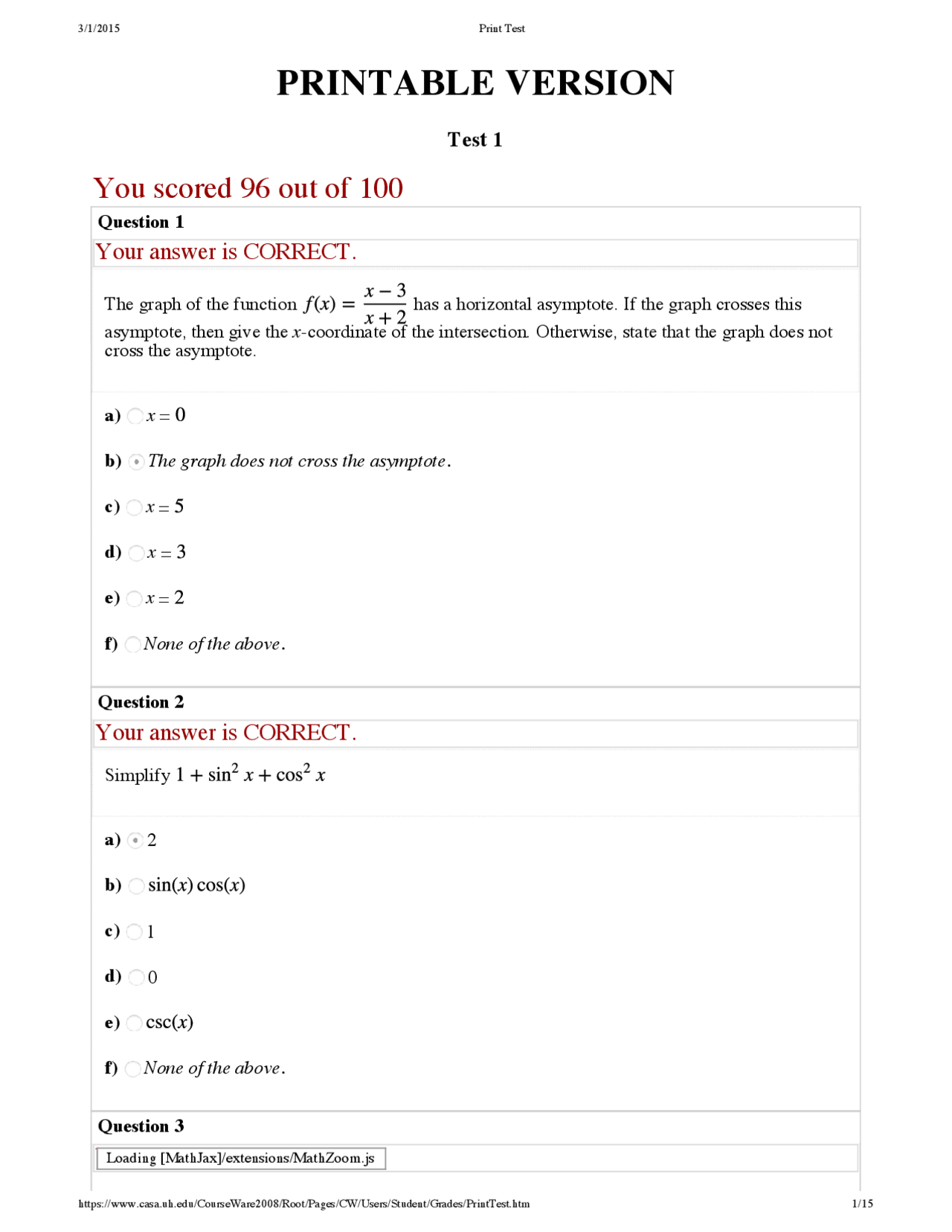 Calculus I Exam 1 Questions With Solutions Math 1431 Docsity