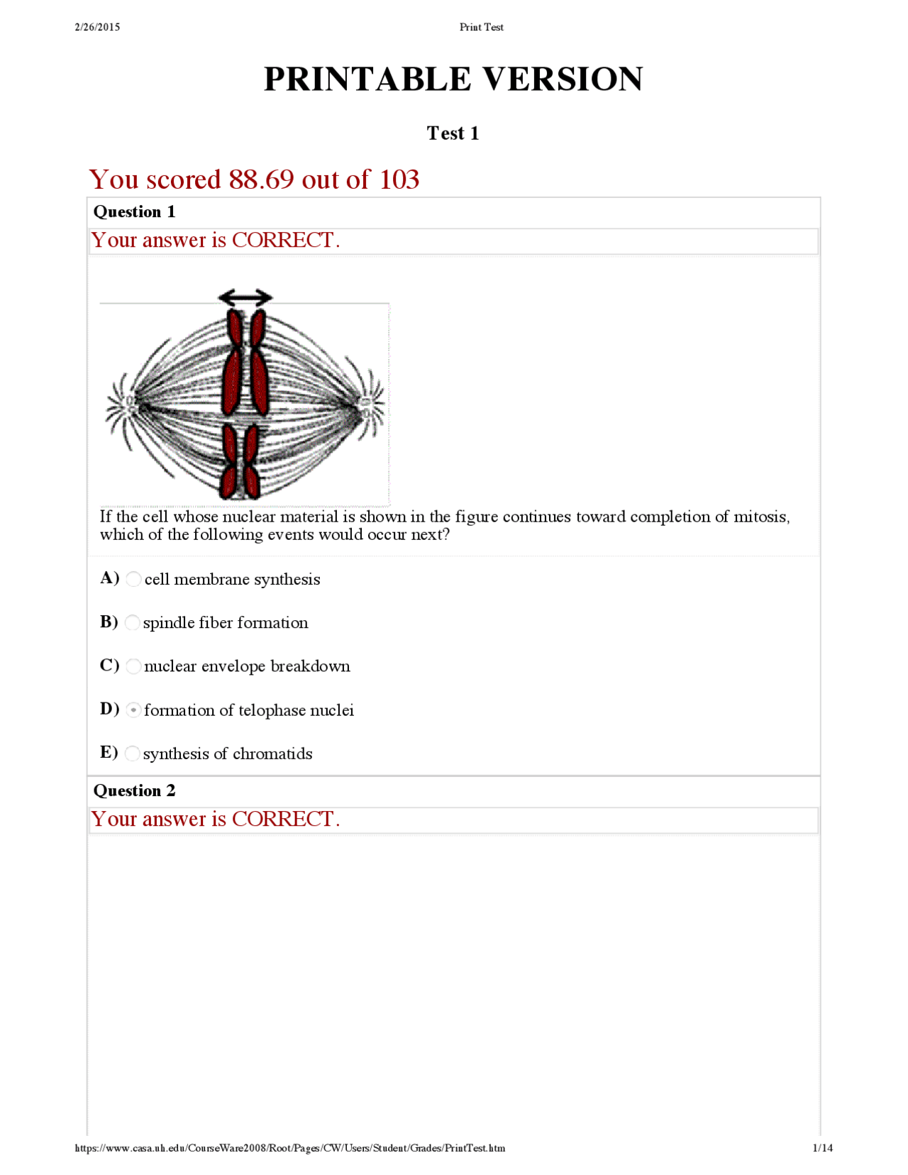 Multiple Choice Test 1 On Introduction To Biological Science Biol