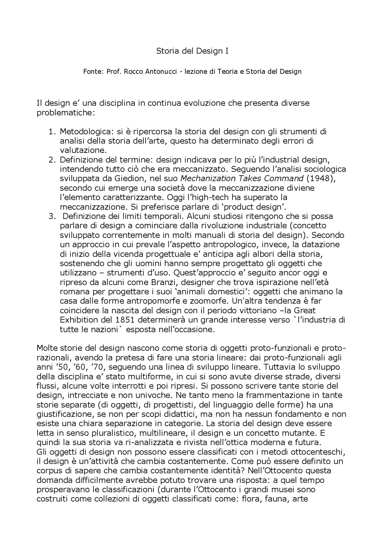 Appunti Sulla Storia Del Design Docsity