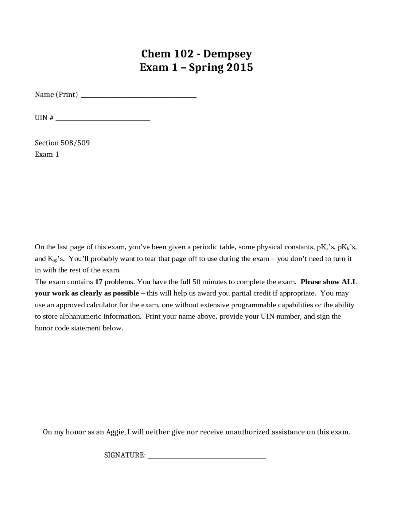 17 Multiple Choice Questions Of Foundations Of Chemistry 2 Exam 1