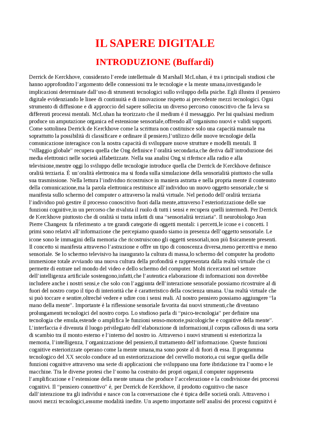 Riassunto Il Sapere Digitale Docsity