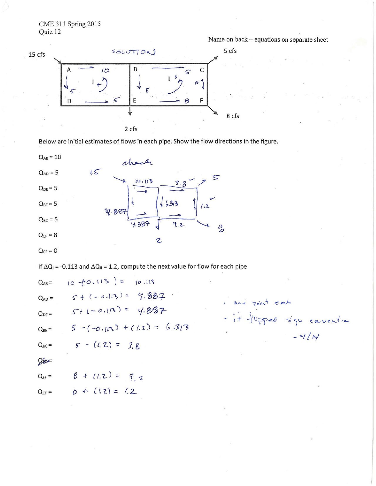 Solutions For Quiz 12 Water Resources Engineering Cme 311 Docsity