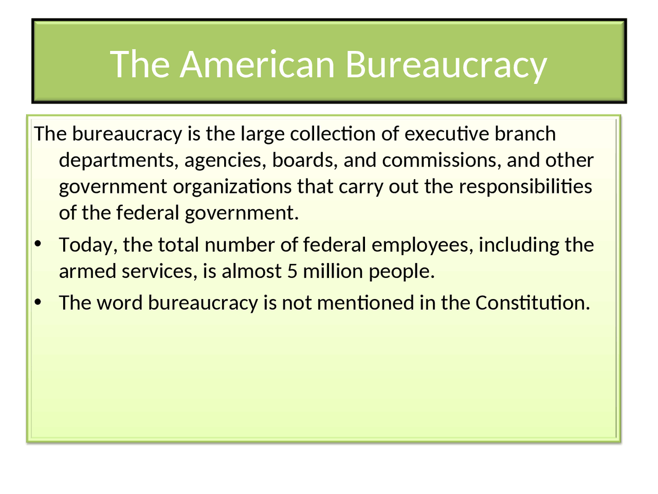 The American Bureaucracy - Lecture Slides | POLI 2051 - Docsity