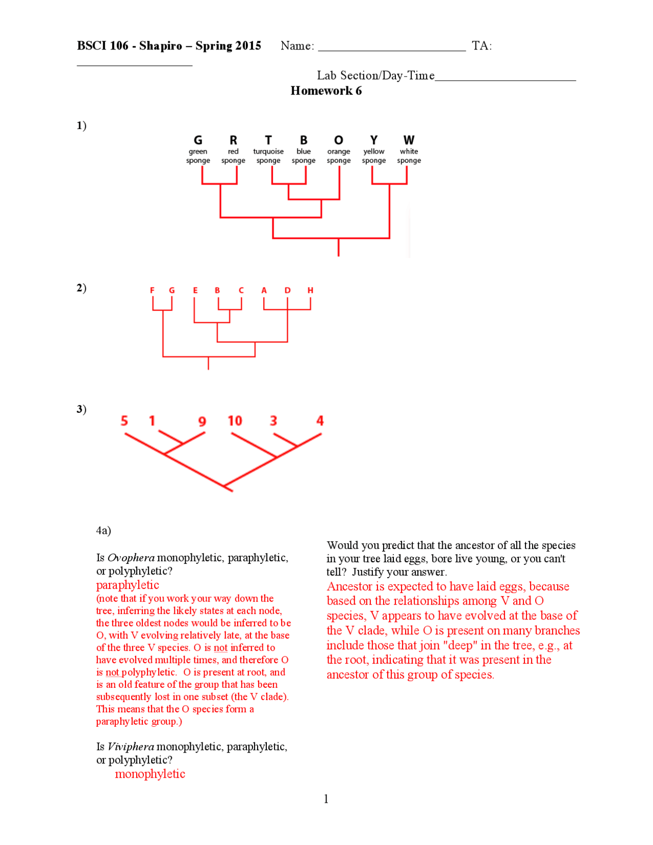 Homework 6 Solution For Principles Of Biology Ii Bsci 106 Docsity