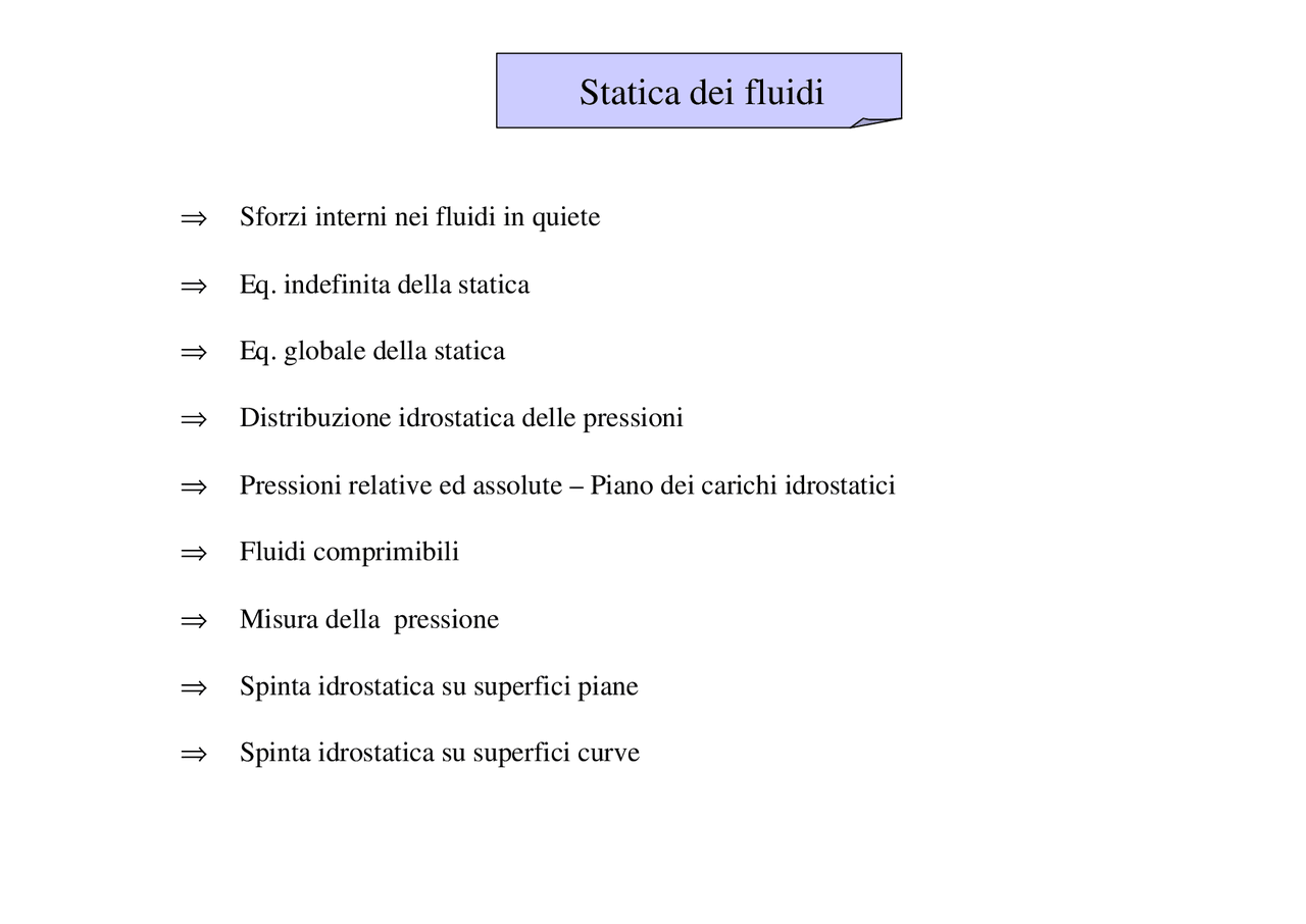 Appunti Statica dei fluidi - Docsity